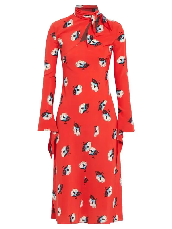 Etro Floral-print Silk Crepe De Chine Dress - Red