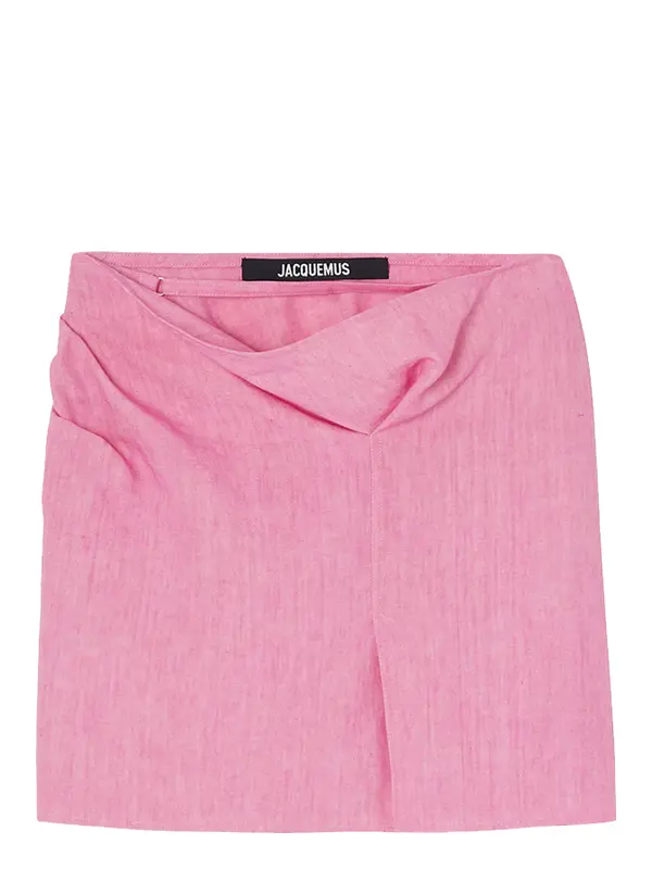 Jacquemus Cutout Draped Linen Mini Skirt - Pink