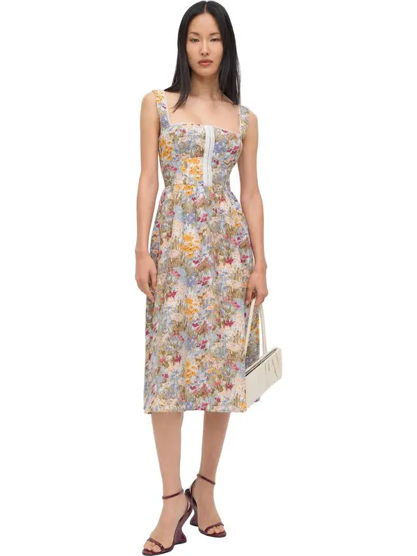 REFORMATION Tagliatelle Linen Midi Dress - Multi