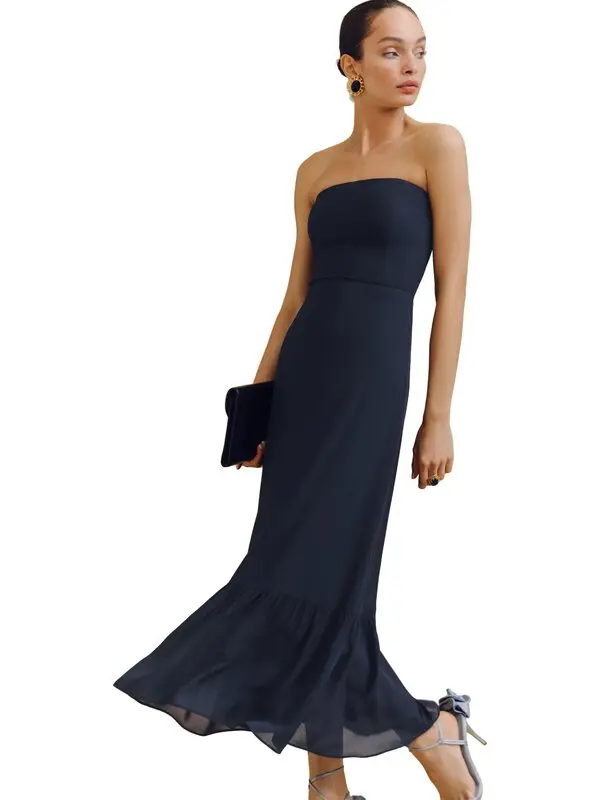 REFORMATION Arta Strapless Maxi Dress - Blue
