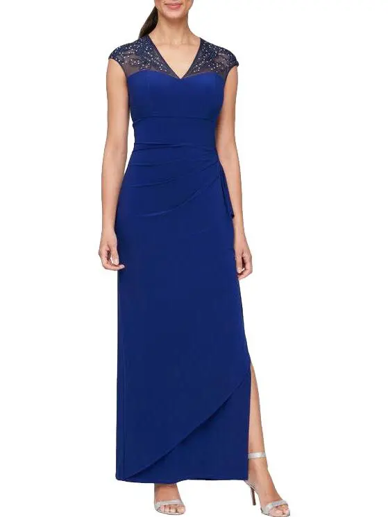 Alex Evenings Empire Waist Gown - Royal
