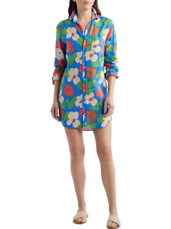 Frank & Eileen Mary Classic Long Sleeve Shirtdress - Bright Blue Floral
