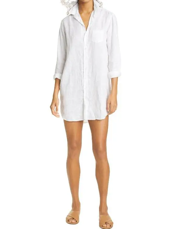Frank & Eileen Mary Classic Long Sleeve Shirtdress - White Line