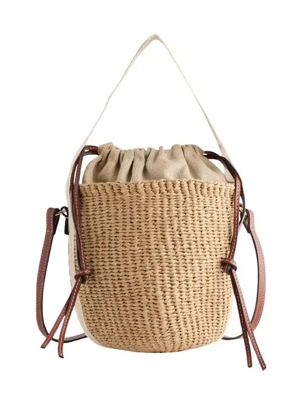 Chloé Woody Small Raffia Basket Bag - White