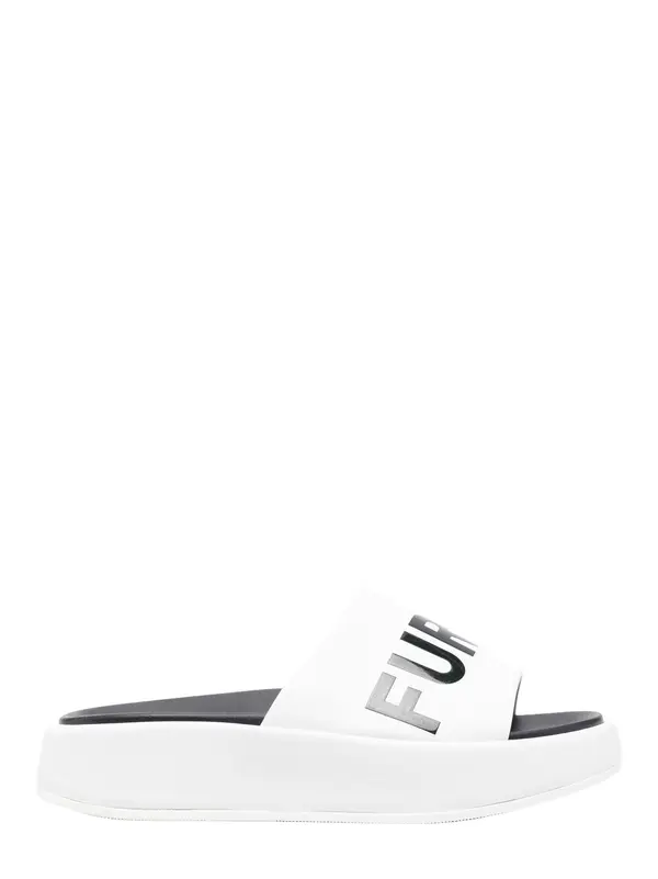 Furla Logo-print Leather Slides - White