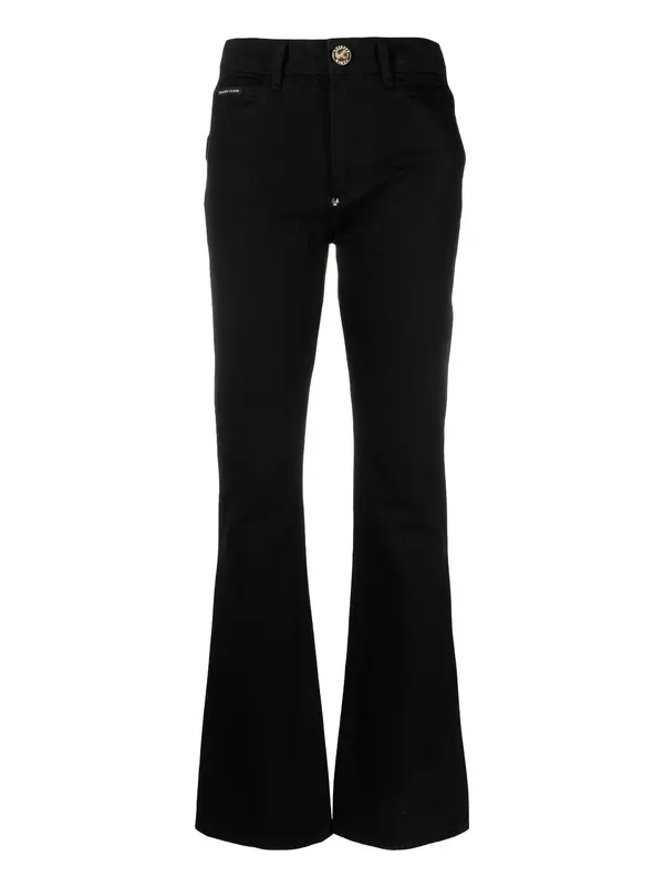 Philipp Plein Skull Flared High-waisted Jeans - Black