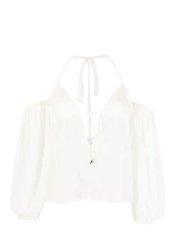 Patrizia Pepe Halterneck Cold-shoulder Blouse - White