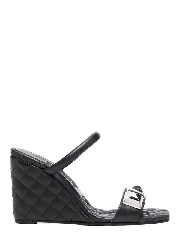 Philipp Plein Matelassé Leather Wedges - Black