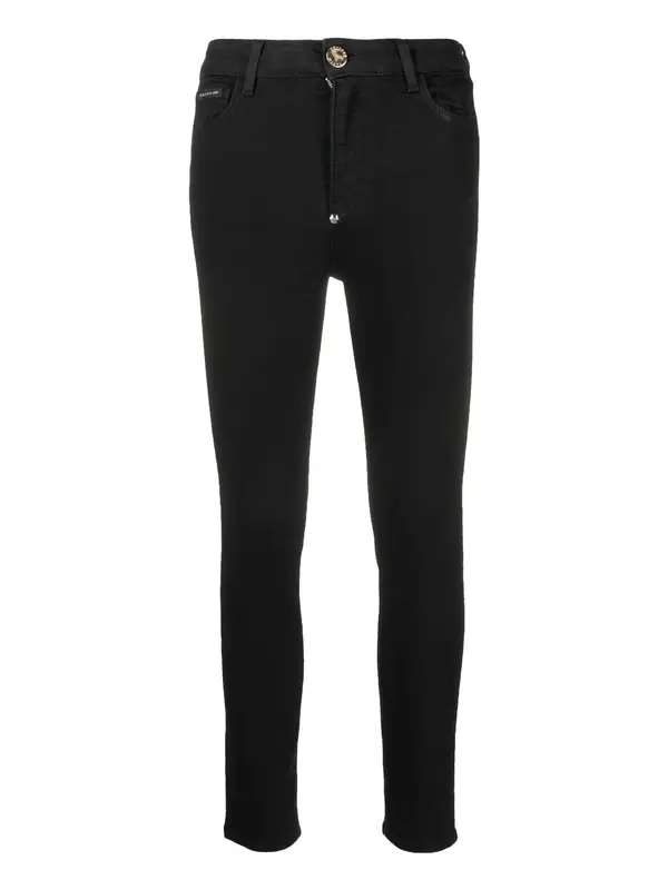 Philipp Plein Metallic Skull Skinny Jeans - Black