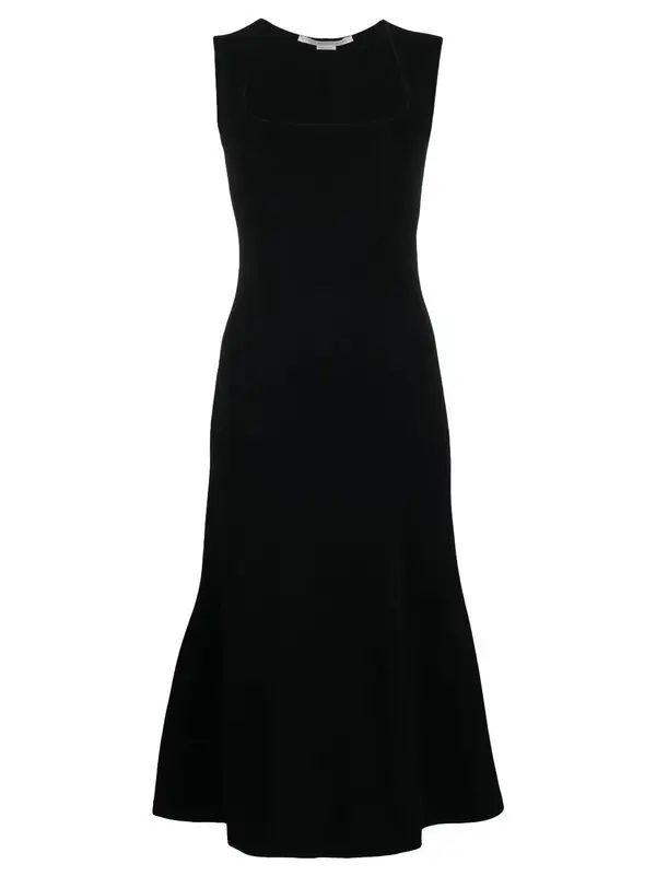 Stella McCartney Square-neck Flared Dress - Black