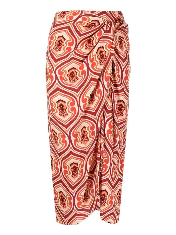 Etro Graphic-print Sarong Skirt - Orange
