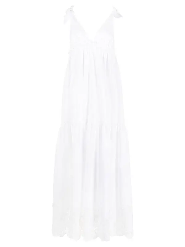 P.a.r.o.s.h Lace-embellished Maxi Dress - White
