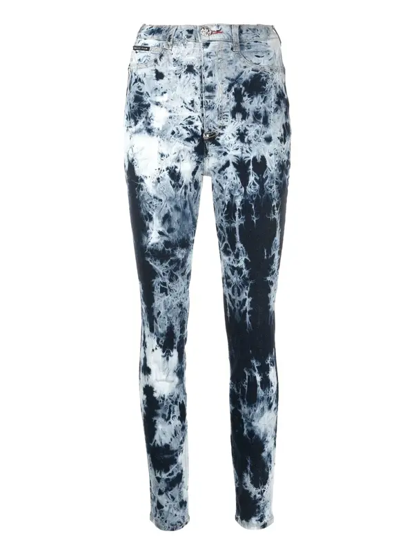 Philipp Plein Bleached High-waisted Skinny Jeans - Blue