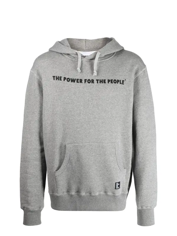 THE POWER FOR THE PEOPLE Logo-print Hoodie - Grey