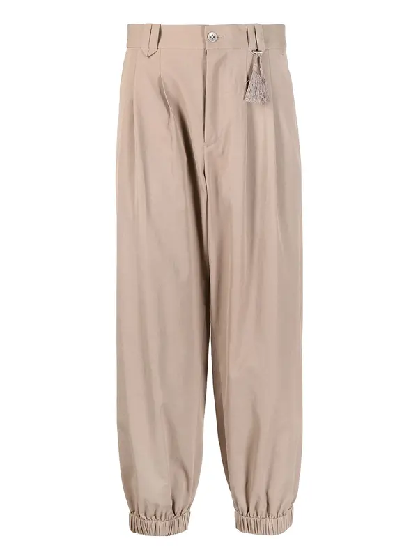 PORTS V Cropped Pleated Trousers - Brown
