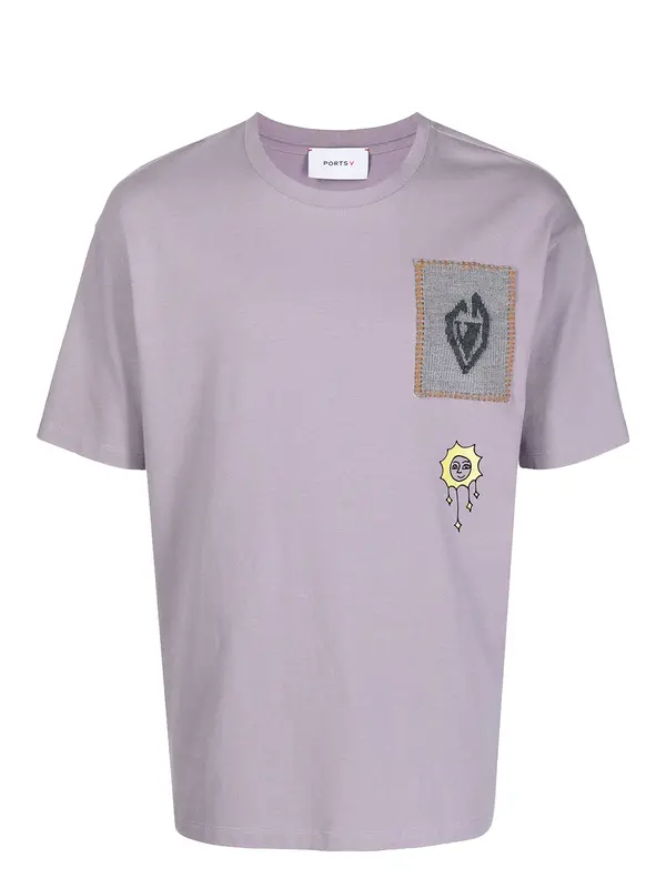 PORTS V Patch-detail Short-sleeved T-shirt - Purple