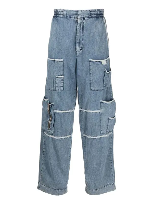 DIESEL® Wide Leg Cargo Jeans - Blue