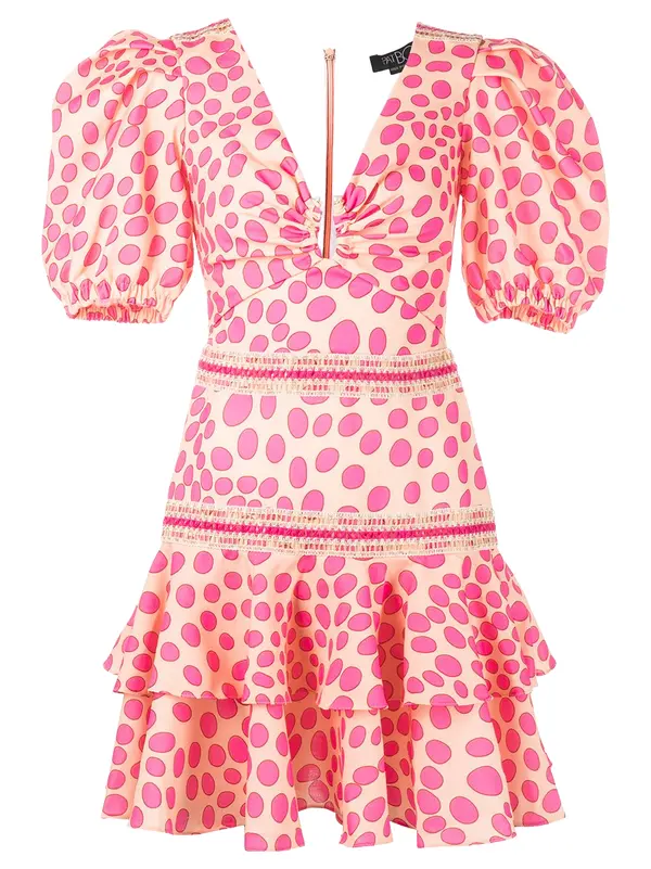 PatBO Polka-dot Mini Dress With Lace Trim - Pink