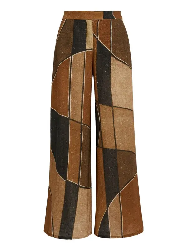 Lisa Marie Fernandez Printed Wide-leg Cotton Pants - Camel