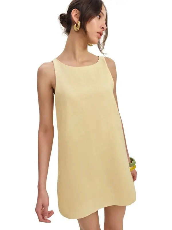 REFORMATION Jessi Linen Mini Dress - Yellow