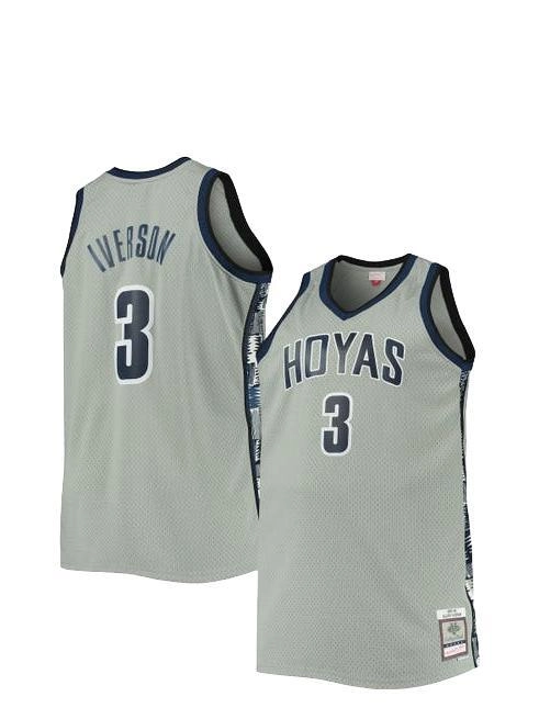Mitchell & Ness Allen Iverson Georgetown Hoyas Big & Tall 1995/96 Replica Player Jersey - Gray