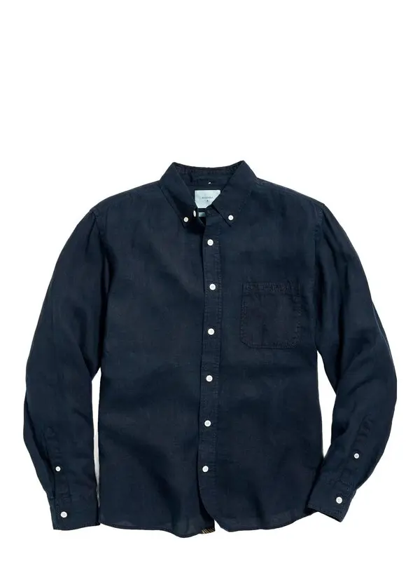 Billy Reid Tuscumbia Standard Fit Linen Button-down Shirt - Carbon Blue