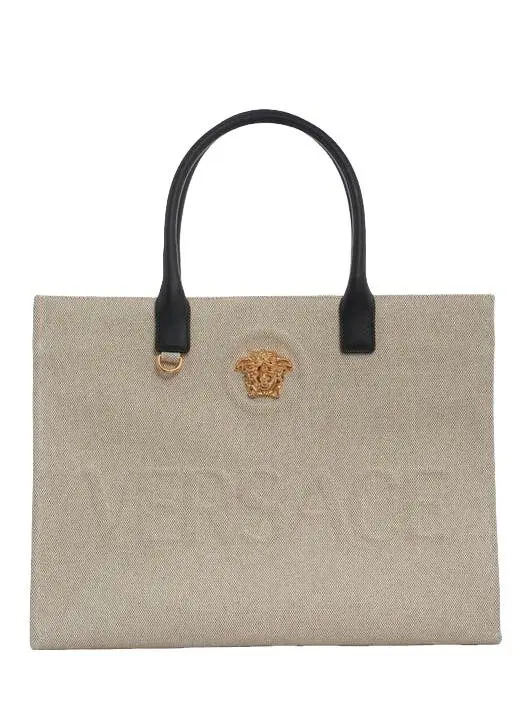 Versace La Medusa Canvas Tote - Rope Black-versace Gold