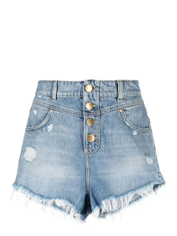 Pinko Distressed Frayed Shorts - Blue