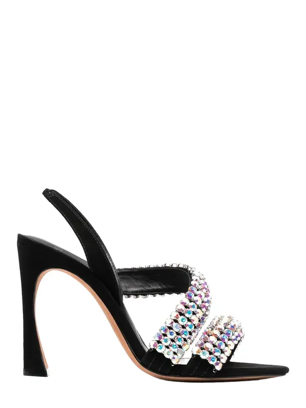 ALEXANDRE BIRMAN Crystal-embellished Leather Sandals - Black