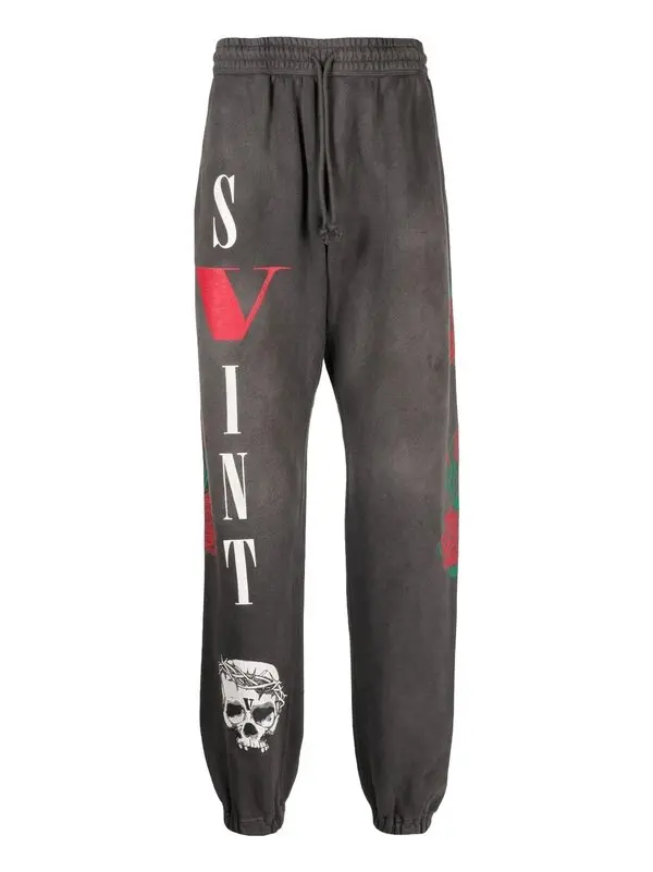 SAINT MXXXXXX X Vlone Logo-print Joggers - Grey
