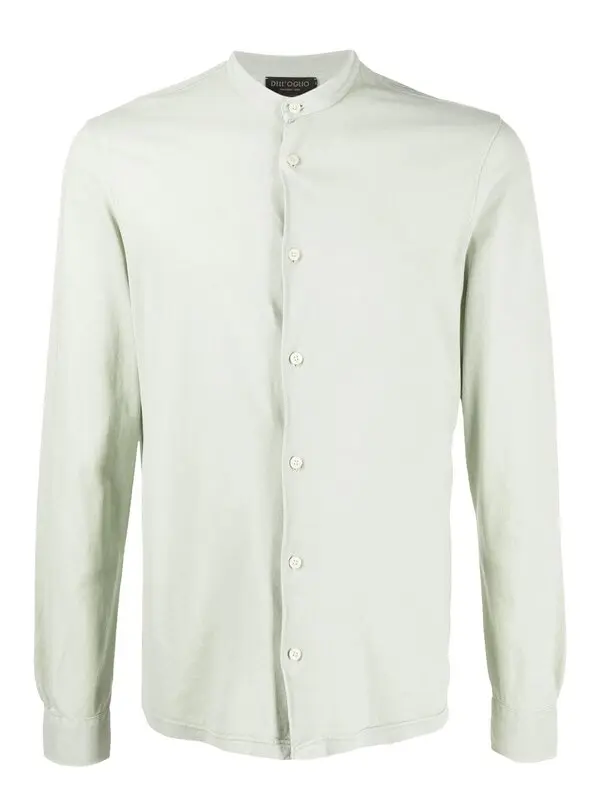 DELL'OGLIO Collarless Cotton Shirt - Green