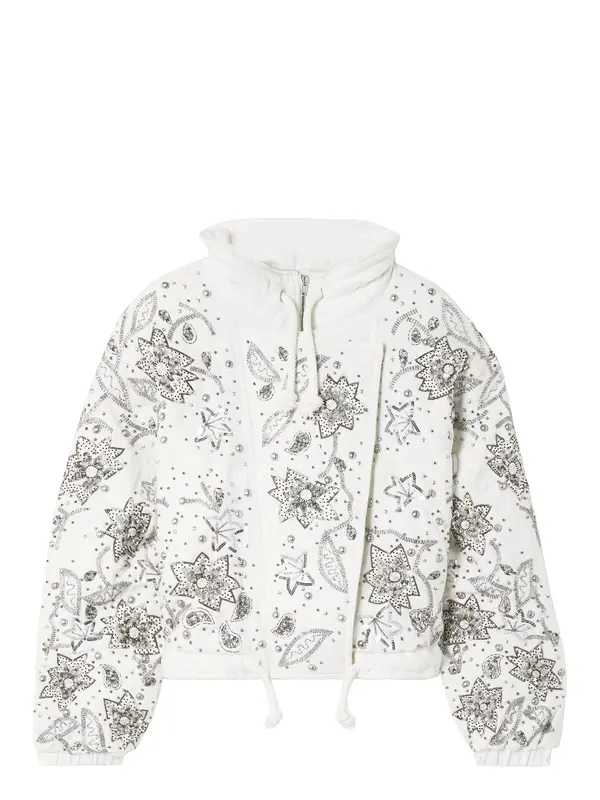 Isabel Marant Kalassia Embellished Cotton And Linen-blend Bomber Jacket - White