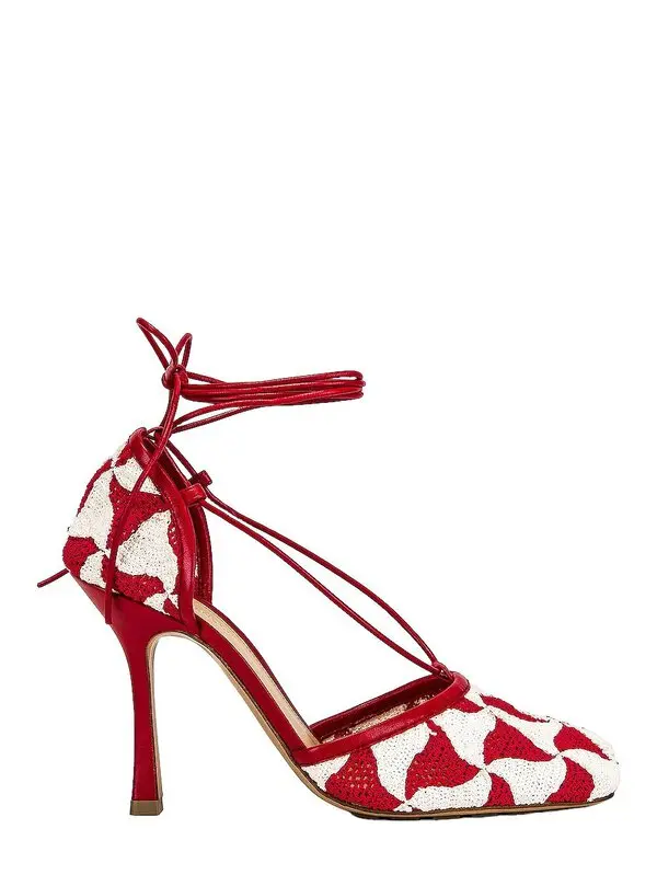 Bottega Veneta Stretch Lace Up Sandals - String & Scarlet