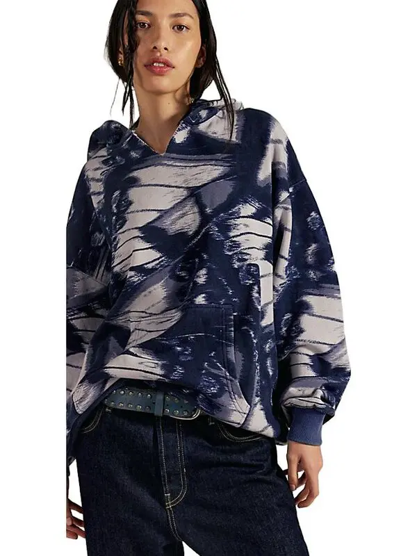 Free People We The Free It's A Vibe Printed Hoodie - Chambray Butterfly Combo