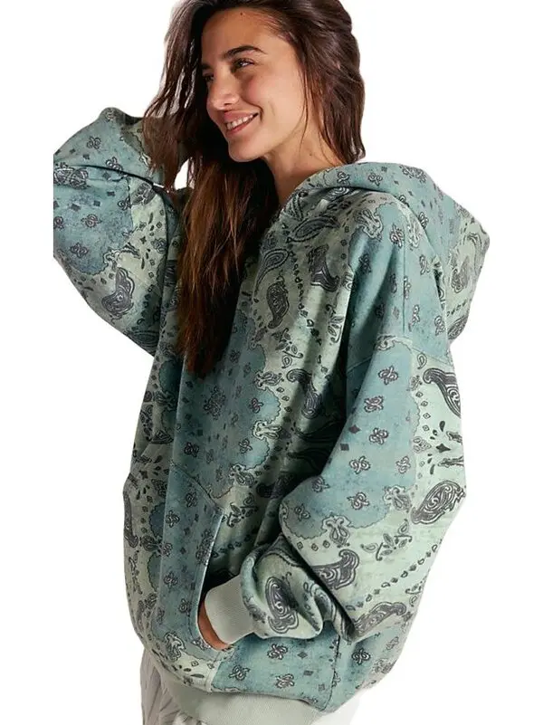 Free People Printed Hoodie - Frost Combo