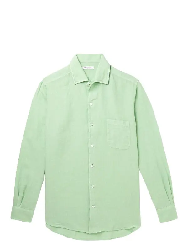Loro Piana André Garment-dyed Linen Shirt - Green