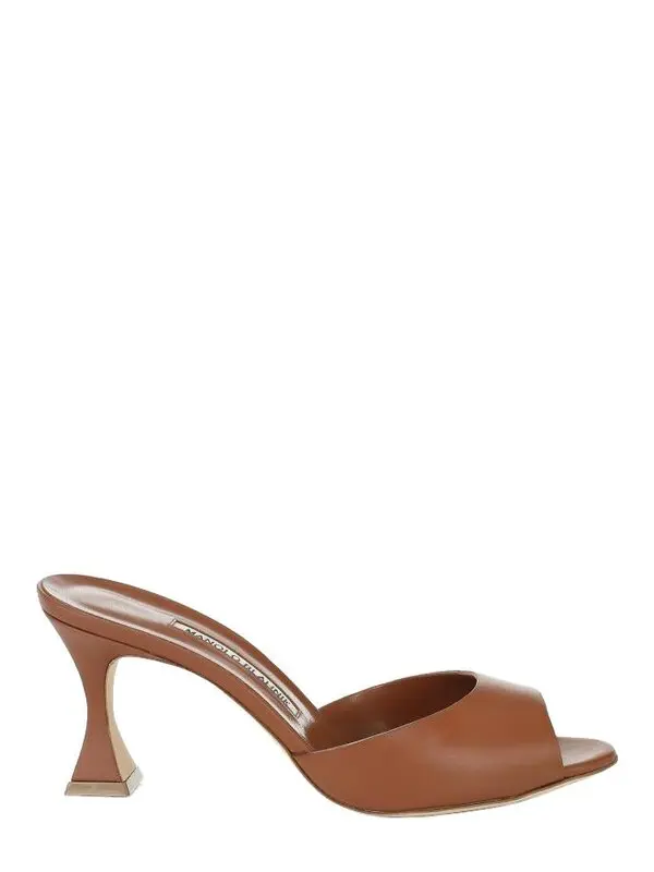 Manolo Blahnik Jadarona 70mm Leather Mules - Brown