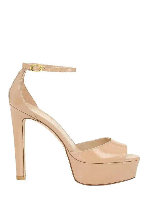 STUART WEITZMAN Discoplatform Nudistcurve Leather Sandals - Adobe
