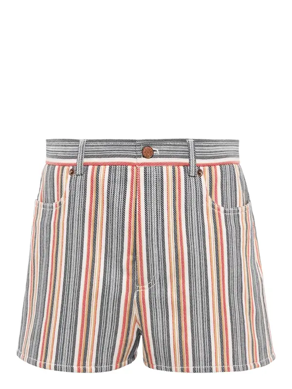 See By Chloé Striped Denim Shorts - Multicoloured