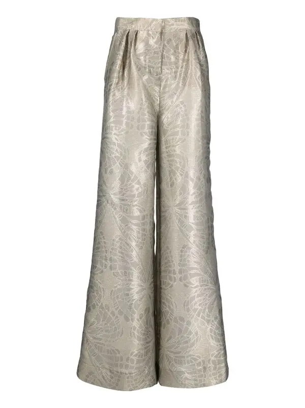 Alberta Ferretti Wide-leg Metallic Jacquard Trousers - Gold