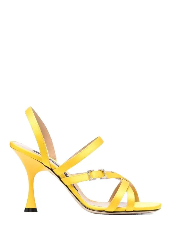 SERGIO ROSSI Strappy Leather Sandals - Yellow