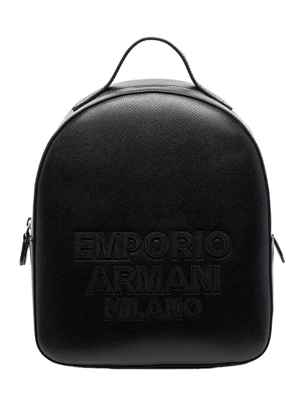 Emporio Armani Embroidered Logo Backpack - Black