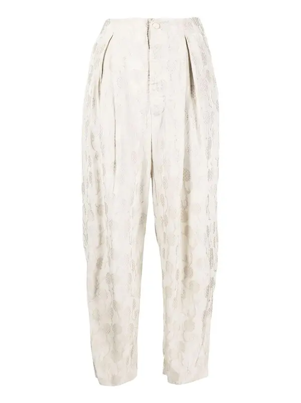 UMA WANG Floral-print Tapered Trousers - Grey