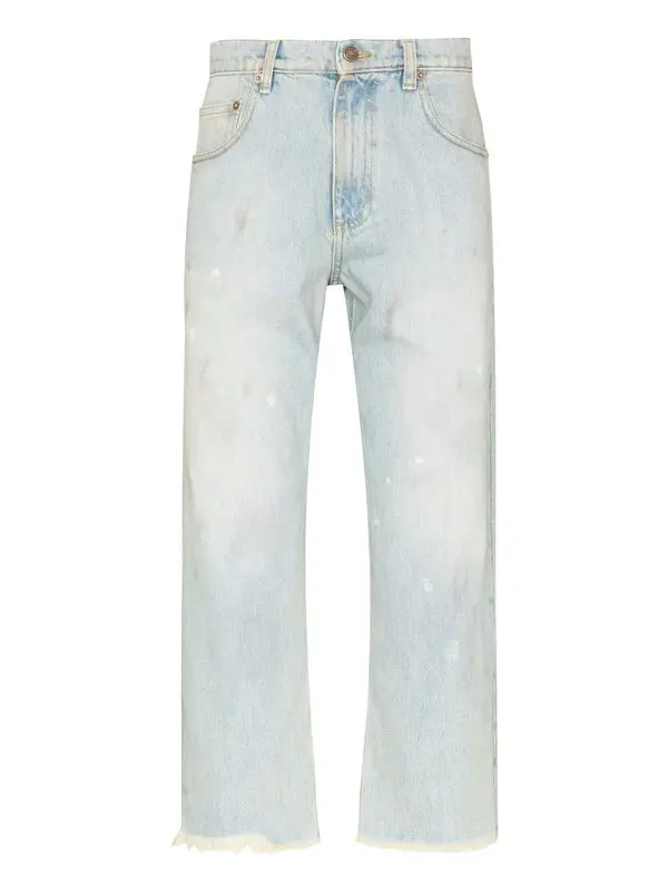 ERL Stonewashed Cropped Jeans - Blue