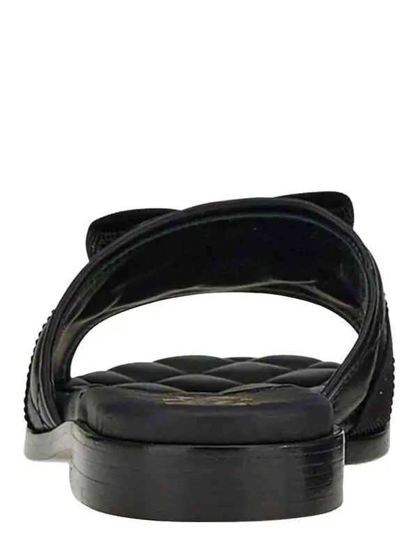 FERRAGAMO Quilted Lambskin Bow Flat Sandals - Nero