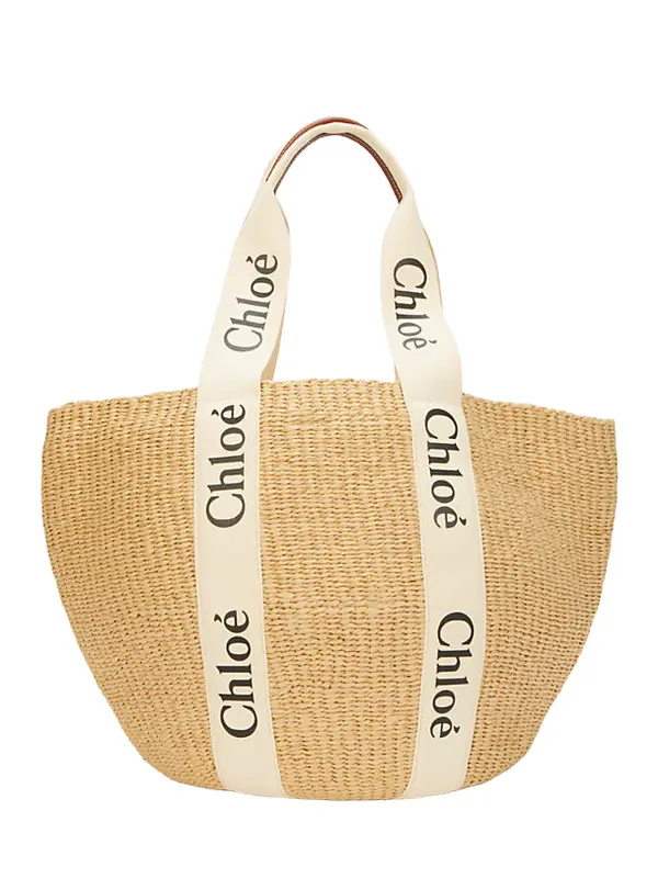 Chloé Woody Medium Paper Basket Tote - White