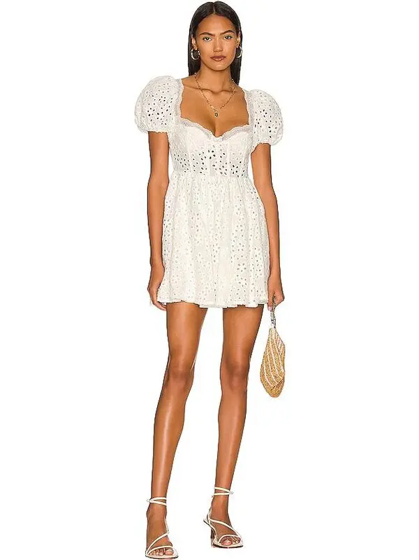 For Love & Lemons Becca Mini Dress - White