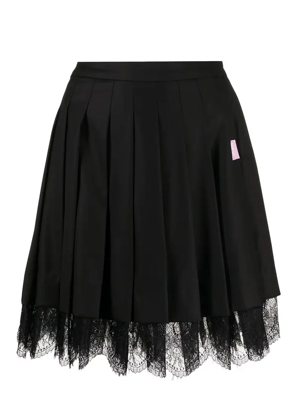 Natasha Zinko Floral-lace Pleated Skirt - Black