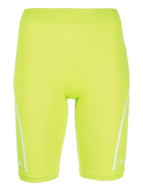 Off-White Ribbed Cycling Shorts - Green