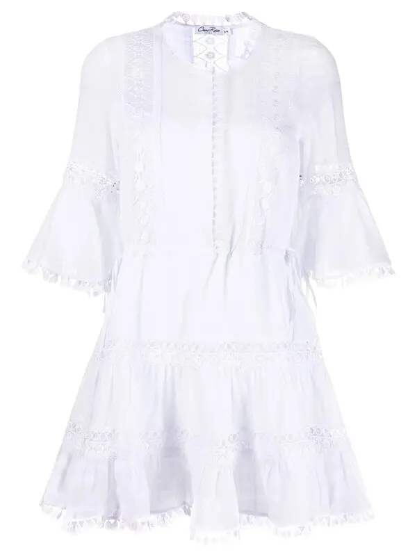 Charo Ruiz Ibiza Lace-detail Cotton Shirtdress - White